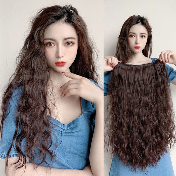 Long Curly Hair Wig Extension U-shaped Wave Fluffy Corn Perm Long Hair ...