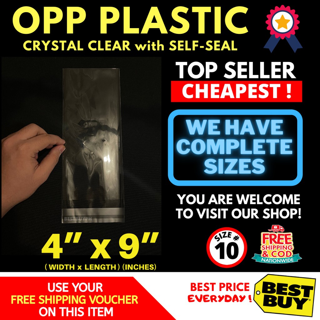 OPP Clear Plastic w/Adhesive - (4” x 9”) [ OPPA#10 ] | Shopee Philippines