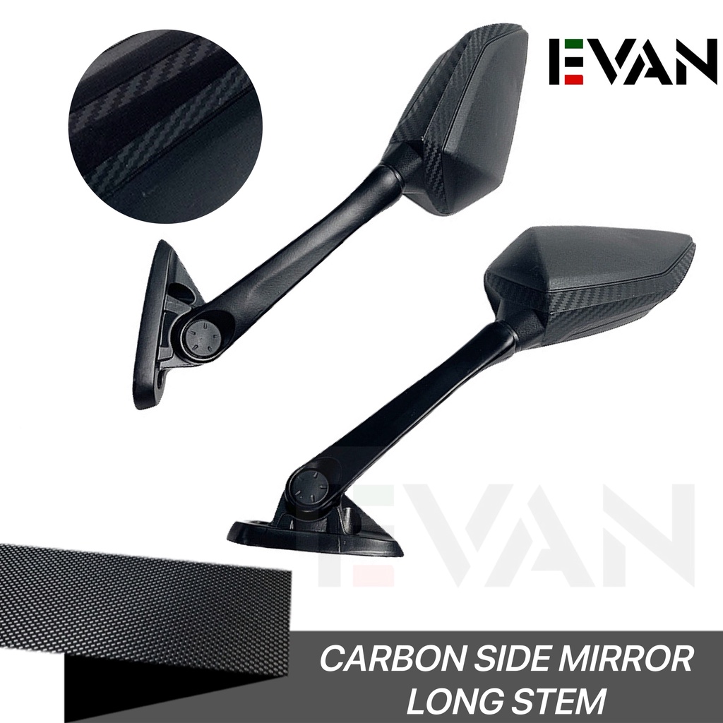 New Carbon Side Mirror Long Stem White Glass For Nmax Pcx ADV Side ...