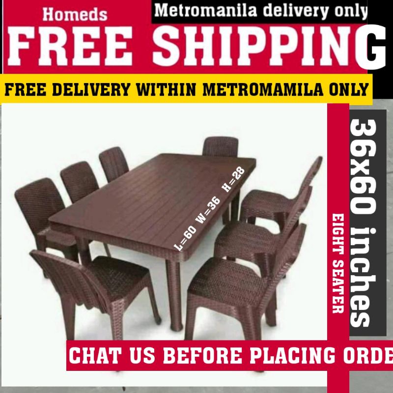 (cod) jolly 8 seater rattan dining table set freeship metromanila E ...