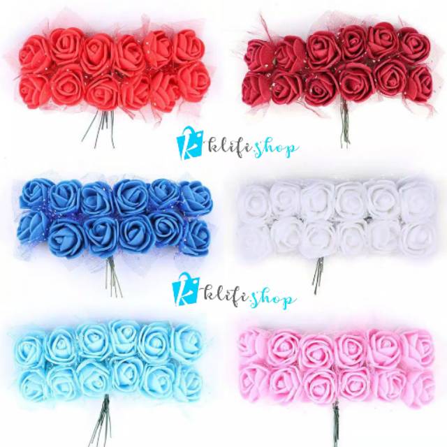 MAWAR 12pcs SPONGE ROSES/SPONGE/MINI FLOWERS CRAFTS APPLICATION ...
