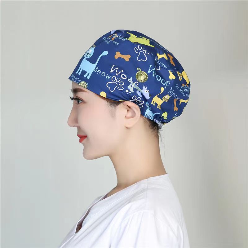 Elastic adjustment buckle printing operating room hat female nurse hat ...