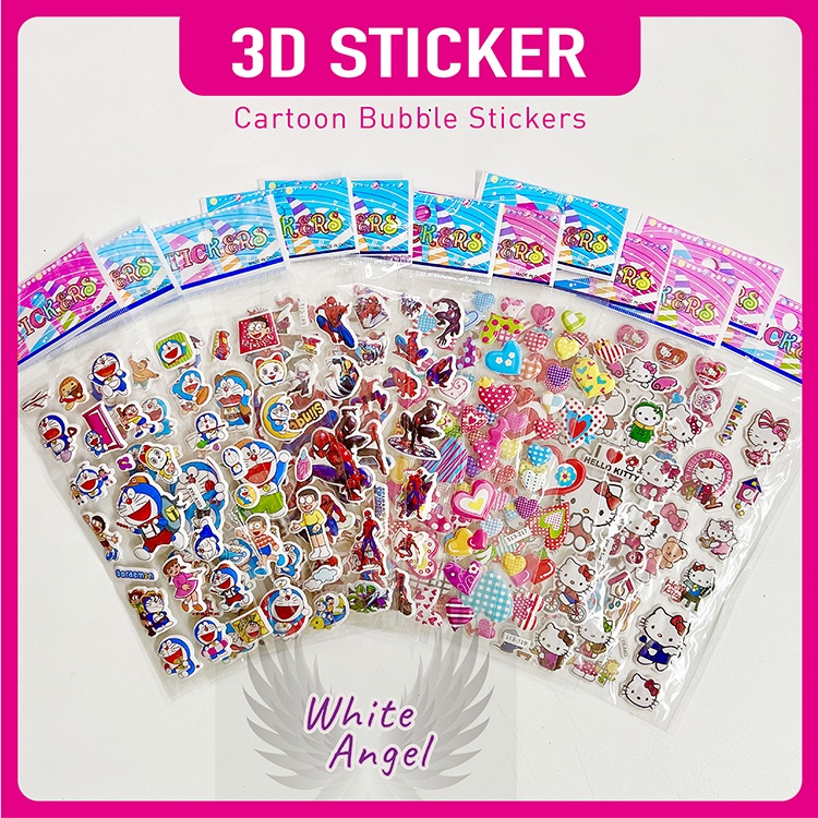 Cute Cartoon 3D Stickers Bubble Sticker Kindergarten Animals, Fruits ...