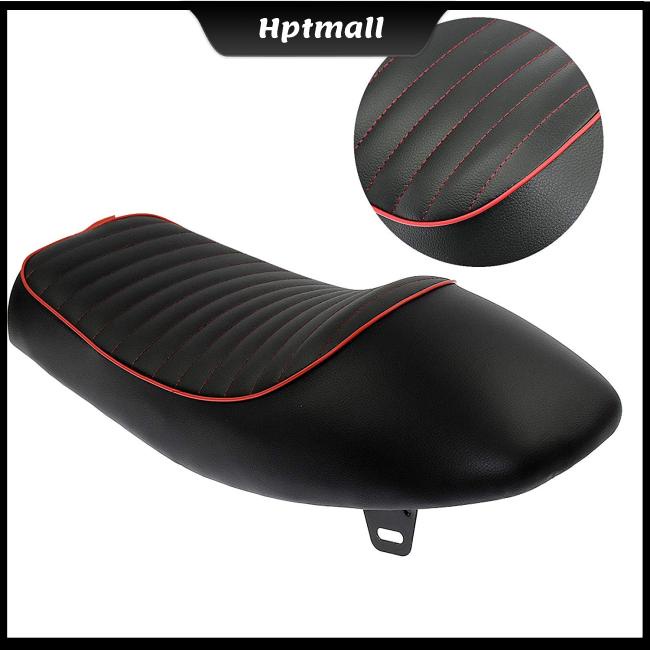 Y2 Motorcycle Universal Vintage Cafe Racer Seat Retro Saddle Black&Red ...