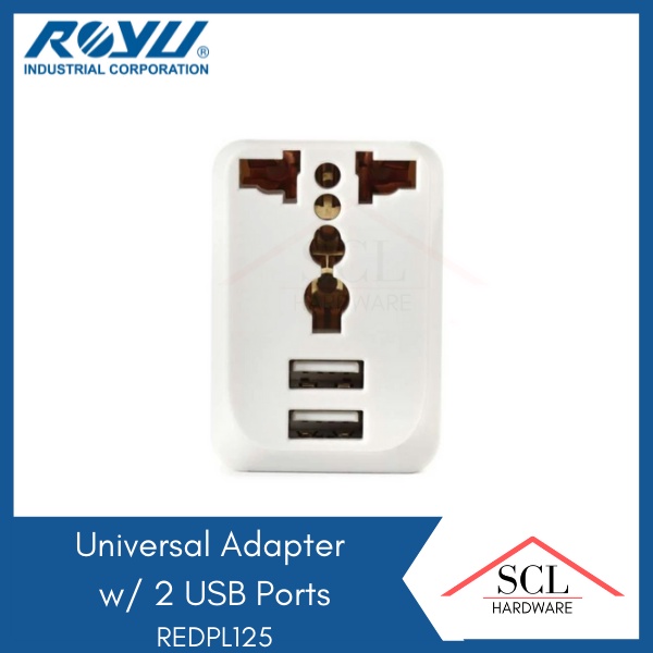 Royu Universal Adapter with 2 USB Ports REDPL125 | Shopee Philippines