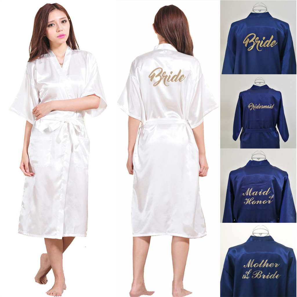 Silk Long Wedding Party Getting Ready Robe Bridesmaid Maid of Honor ...