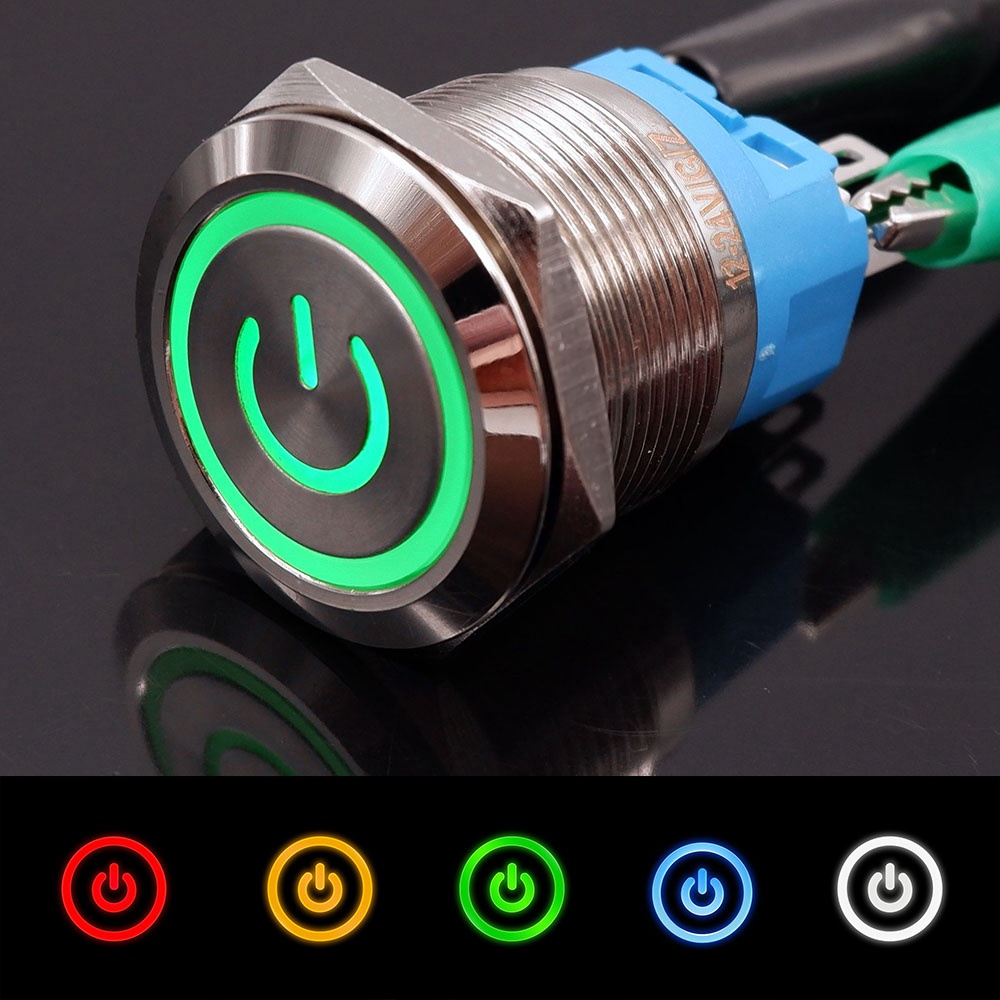 22mm Switch Button On/Off Car Start Stop PC Power Button Led Light ...