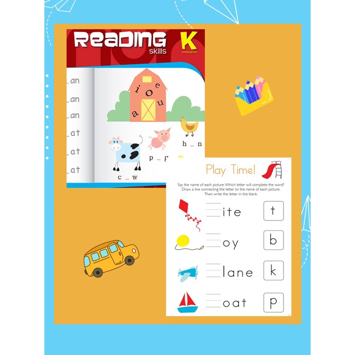 Reading Writing Tracing Workbook for Kids Kindergarten Homeschool ...