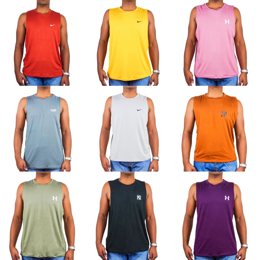 Korean Men's Fashion Logo Muscle Tee Sando Cotton Sleeveless Sports Gym ...