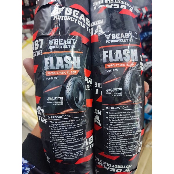 Beast Flash Tire Size 17 60/80 70/80 free 2pito 2sealant set Tubeless ...