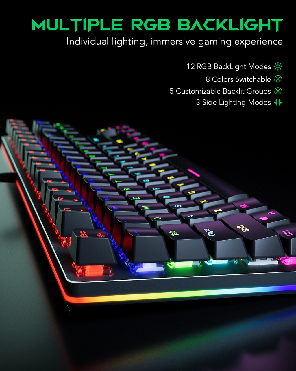 Black Shark Sixgill K1 Keyboard Key Tenkeyless Multiple Rgb Backlight Powerful Customizable