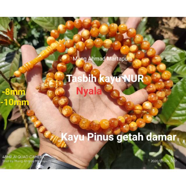 KAYU Tasbih 99th NUR Wood Flame Pine Wood Sap Damar 8mm And 10mm And ...