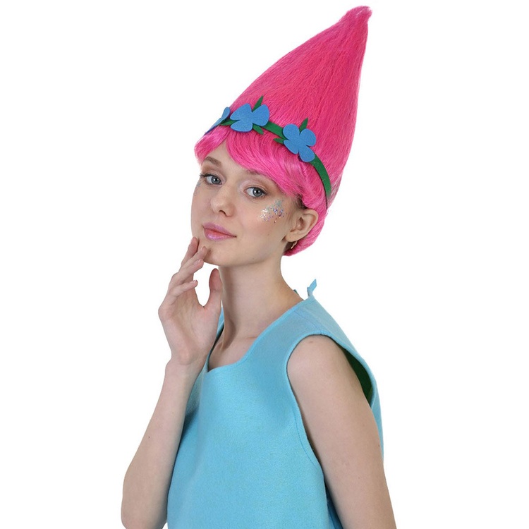 HPO Cosplay Princess Poppy Trolls Wigs Adult Cartoon Women Elf Pixie ...