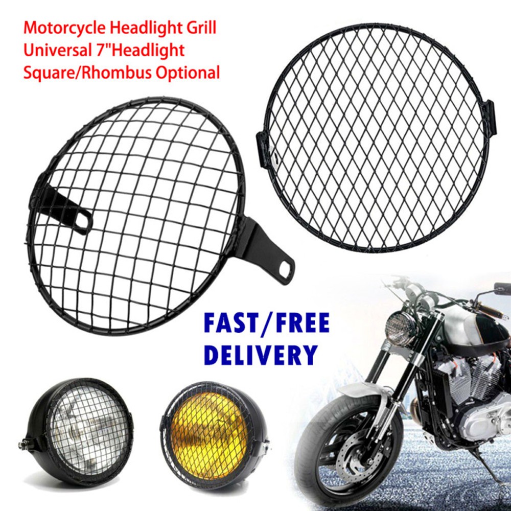 7inch Motorcycle Headlight Mesh Grill Cover Protector Guards Square ...