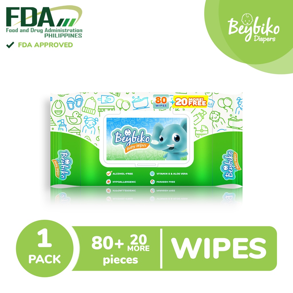 Beybiko Baby Wipes 80 sheets + 20 sheets free X 1 Pack | Shopee Philippines