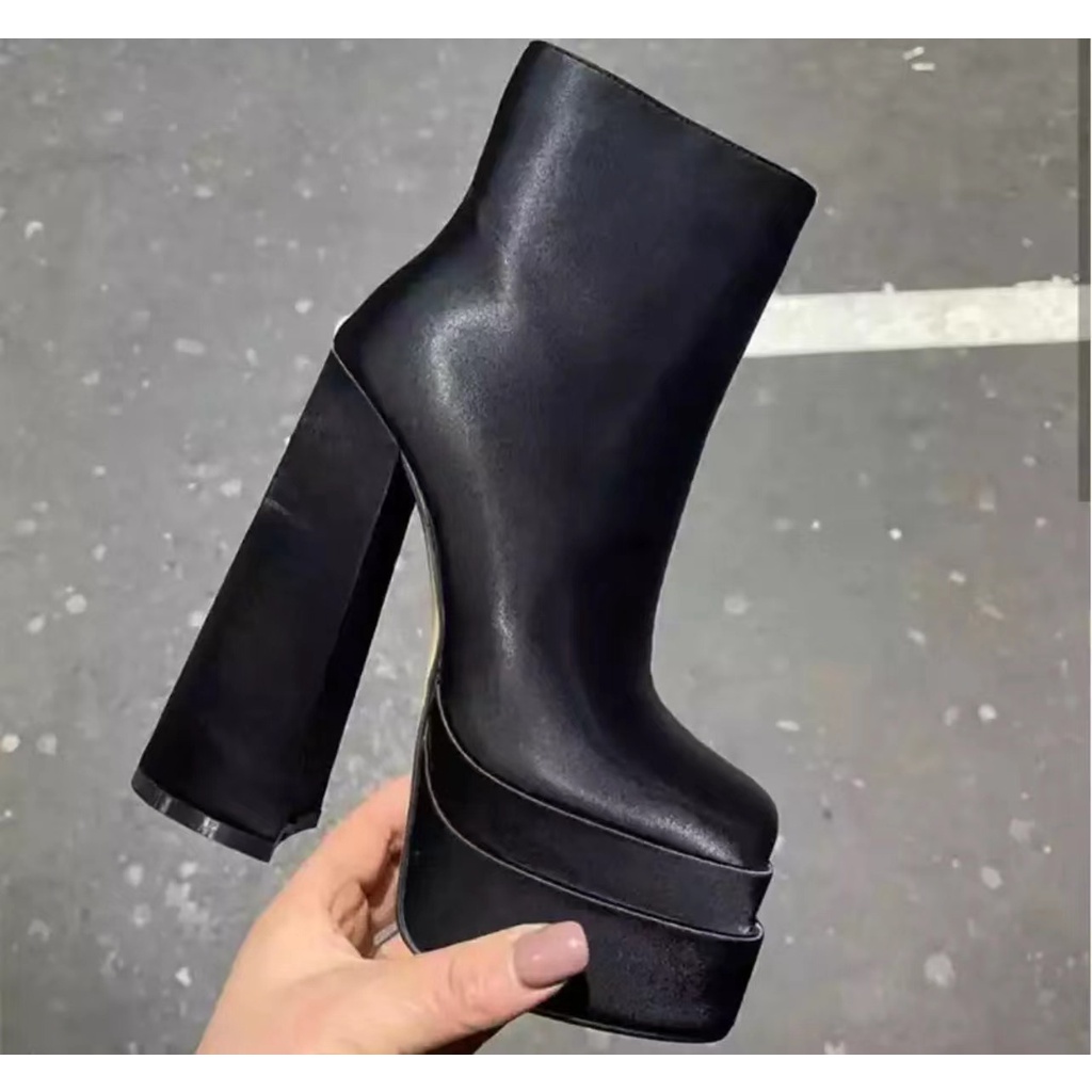 Women's Boots High Heels 15CM Square Heels Big Size 43 Party Footwear ...