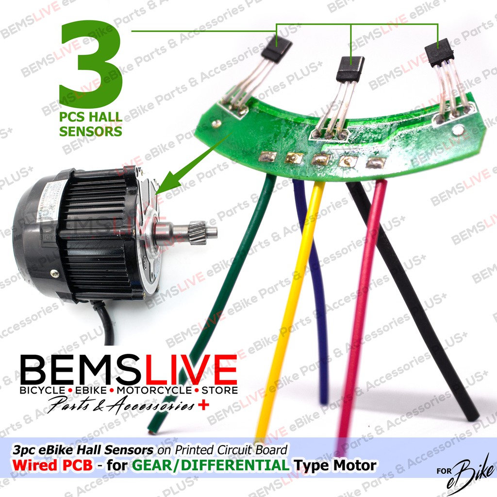 3pc Hall Sensors on Printed Circuit Board Wired PCB for eBike eTrike ...
