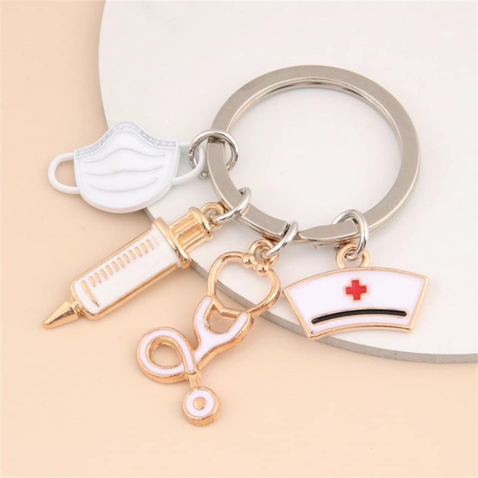 Medical Tool Key Ring Injection Syringe Stethoscope Nurse Cap Key Chain ...