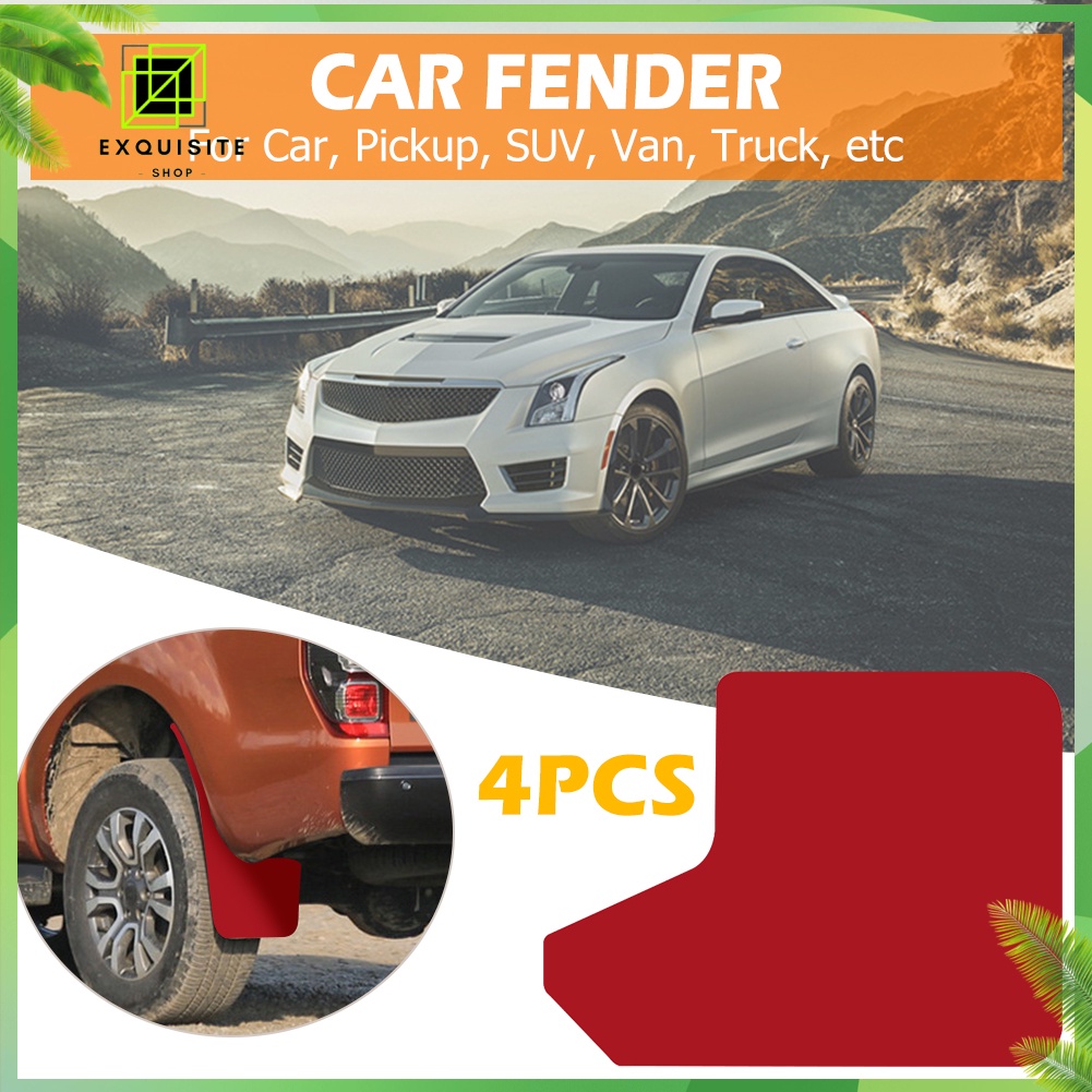 【EST】4x Red Universal Splash Guard Mud Flaps for Car Pickup SUV Fender ...
