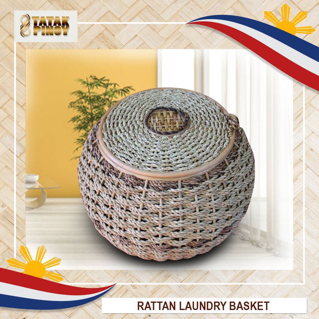 TATAK PINOY Rattan Basket Storage Baskets Shelf Organizer Container ...