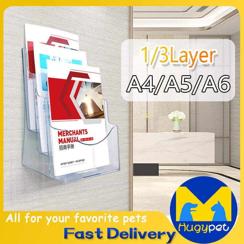 1/3 Layers Acrylic Brochure Holder A4/A5/A6 File Storage Rack Phamplet ...