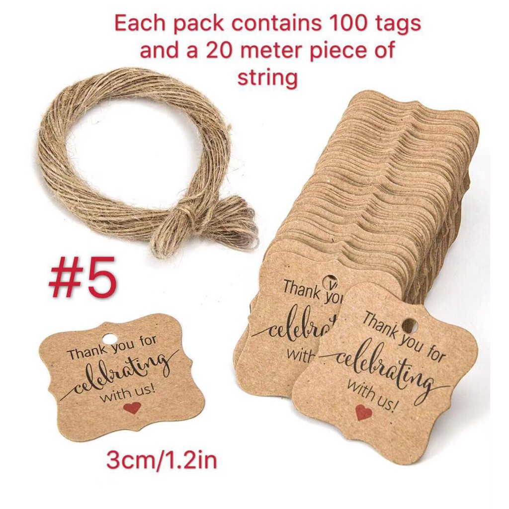 100pcs/lot packaging label handmade tag kraft paper label thank you ...