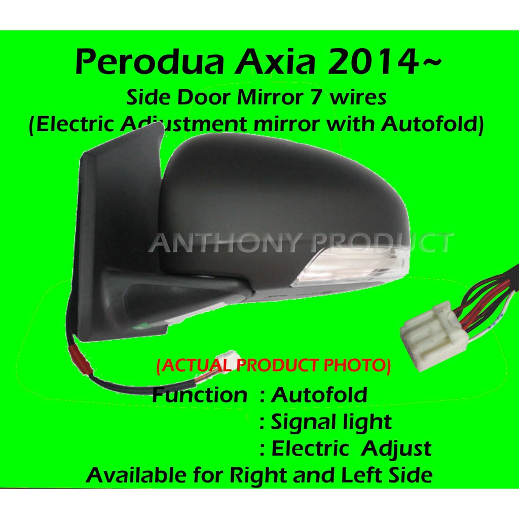Perodua Axia 2014 1.0 Advance Side Mirror Door Mirror Auto Fold 7 Wires ...