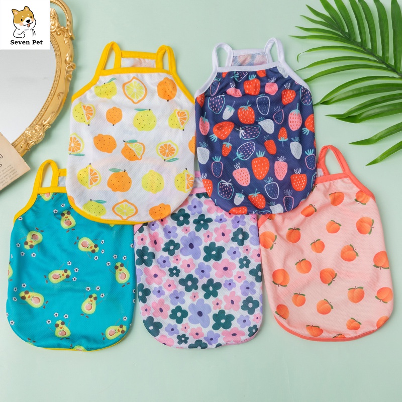 Cute Printed Dog Clothes for Shih Tzu Breathable Puppy Vest Thin Cat ...