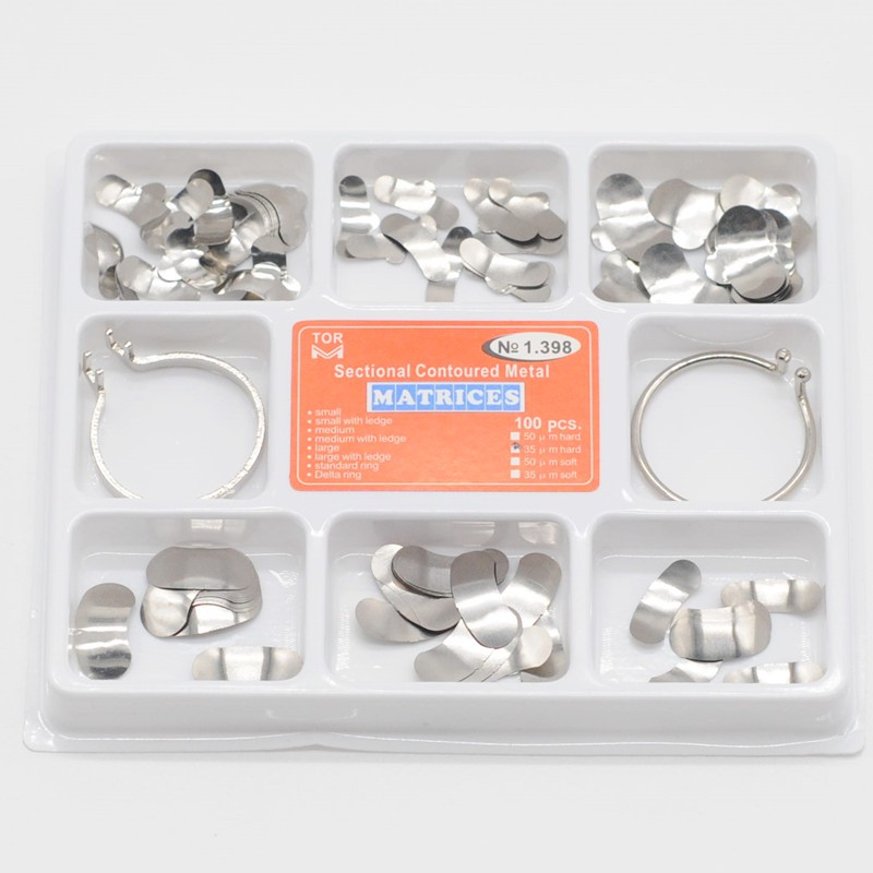1Box Full Kit Dental Matrix Sectional Contoured Metal Matrices No.1.398 ...