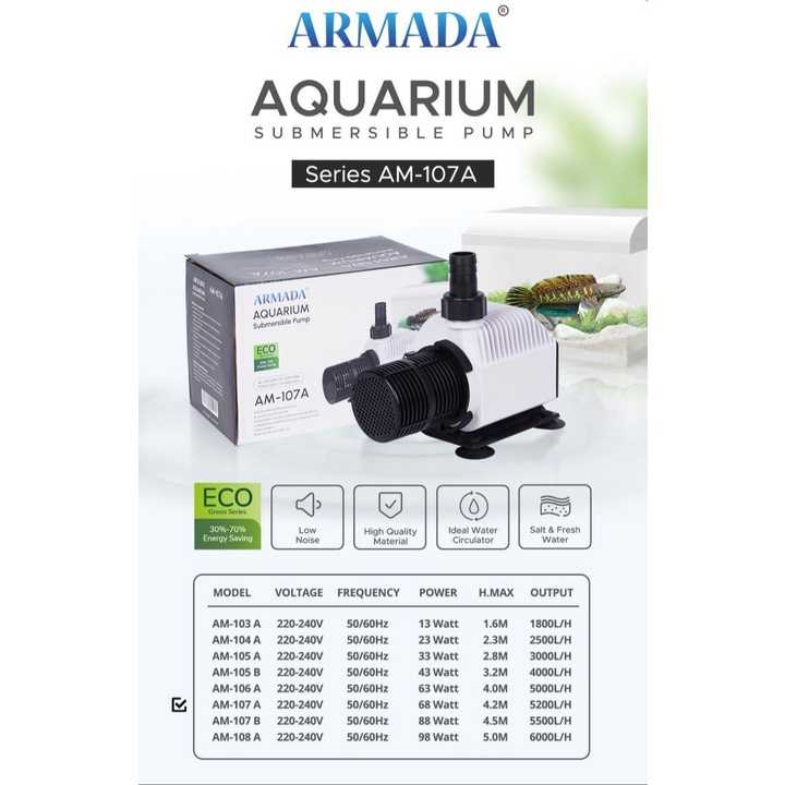 Aquarium PUMP WATER PUMP ARMADA AM 107 AM-107A Pool KOI Fish | Shopee ...