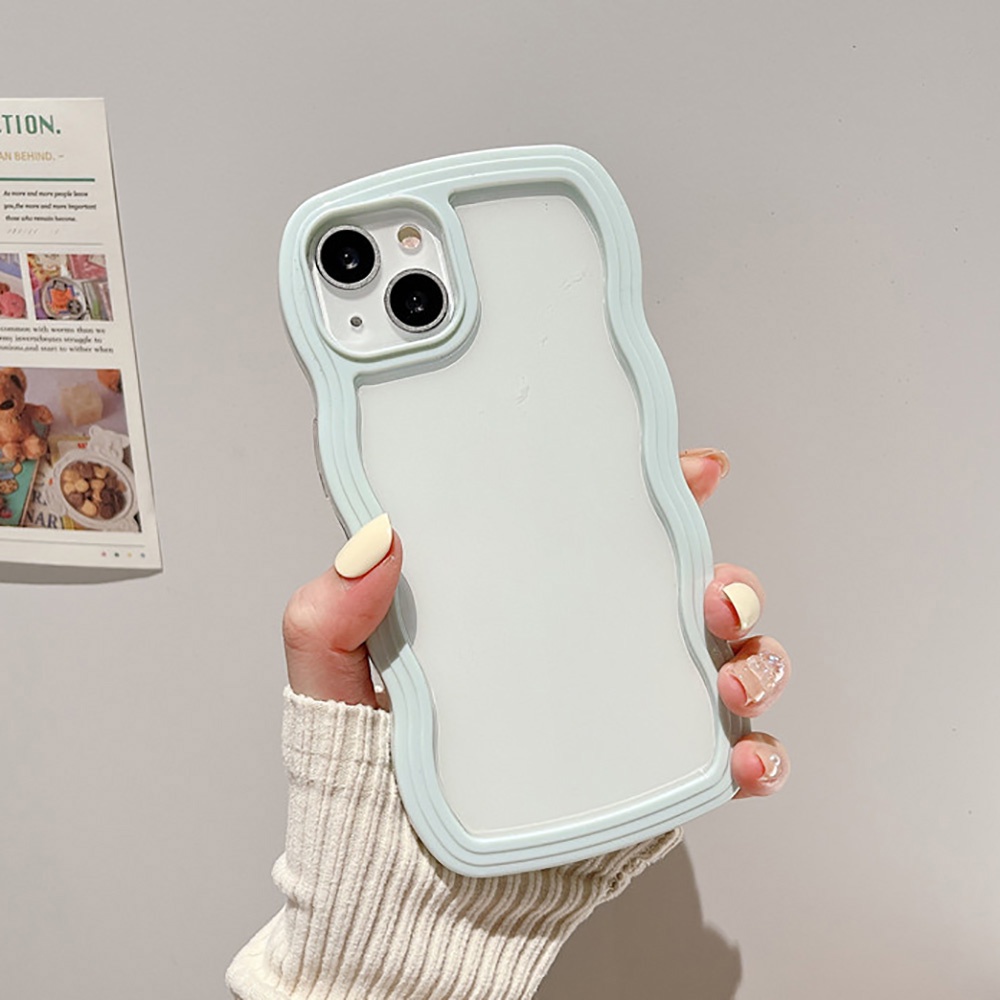 Simple Macaron Wave Frame Phone Case Compatible for iPhone 13 12 11 14 ...