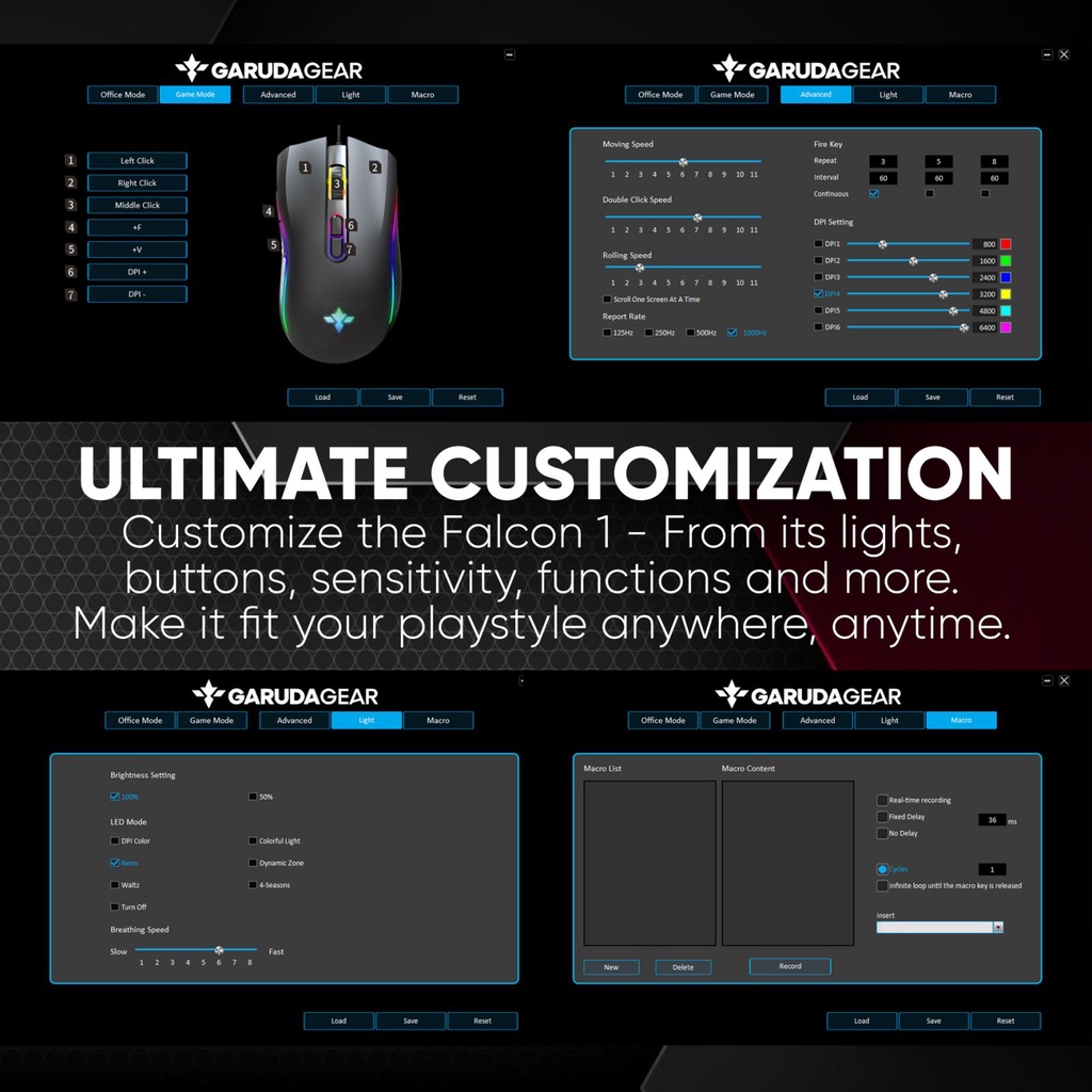 FALCON 1 GAMING MOUSE | SUNPLUS 6651 | CUSTOMIZABLE RGB GAMING MOUSE ...