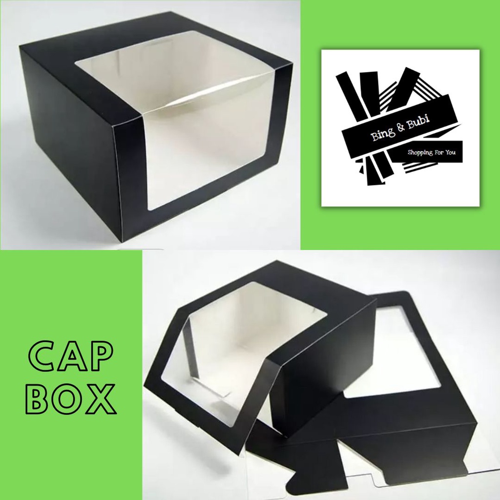 Cap Box Matte Black Cap box Carton with Plastic Window | Shopee Philippines