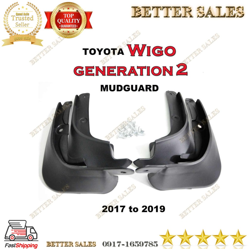 TOYOTA WIGO GEN 2 2017-2019 MUDGUARD (BLACK) | Shopee Philippines