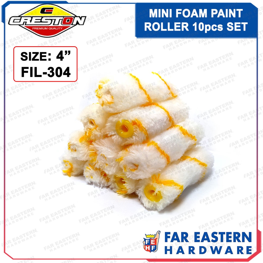 CRESTON Mini Foam Paint Roller Refill 4" 10pcs Set FIL-304 | Shopee ...
