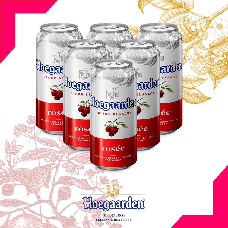 Hoegaarden Rosee Beer 330ml Can x 6 | Shopee Philippines