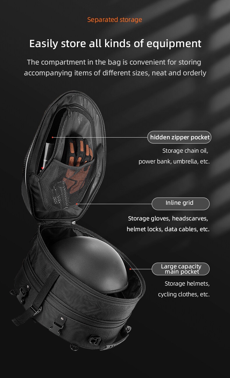 【PH Delivery】ROCKBROS Motorcycle Rear Seat Helmet Bag Waterproof ...