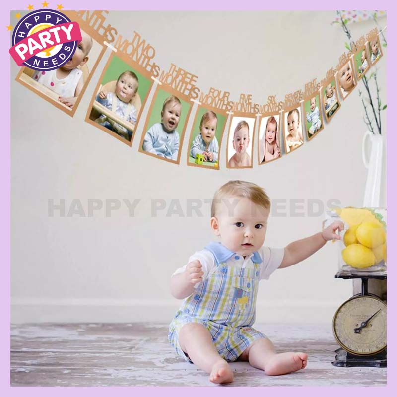 1-12 Months Old Happy Birthday Baby Photo Banner Decoration Party ...