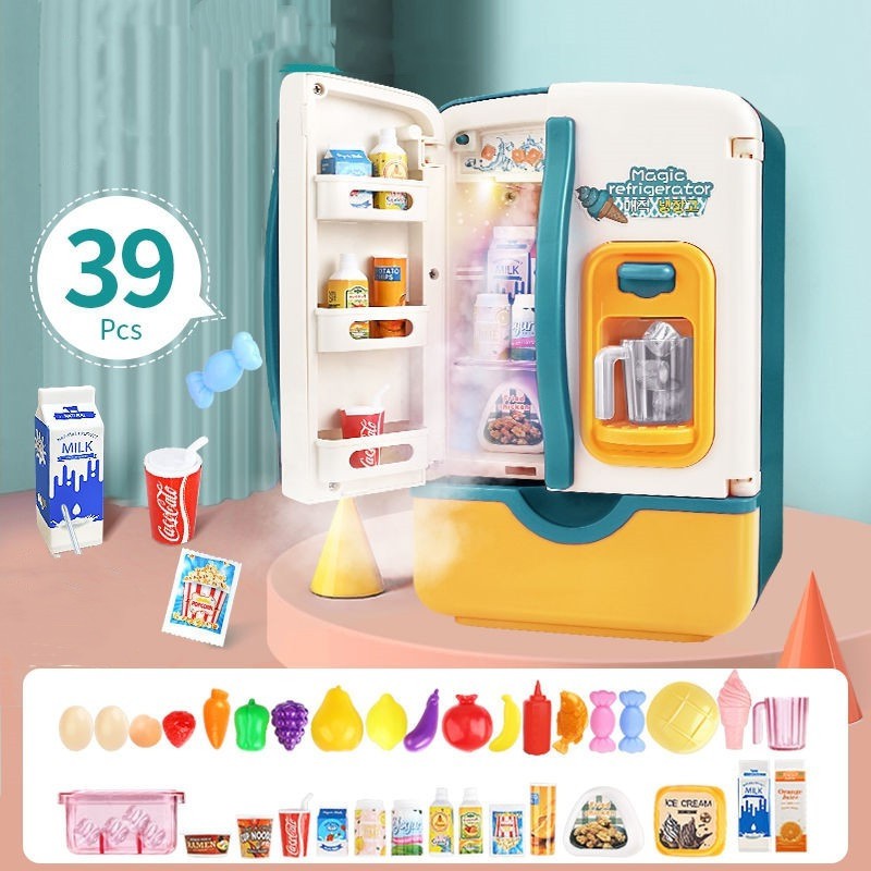 39PCS Kids Refrigerator Toy With Music and Spray Pretend Play Toy Gift ...