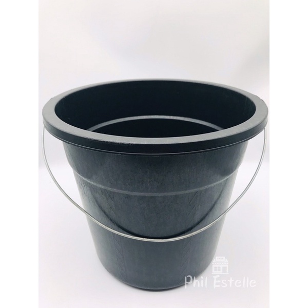 1PC 4 Gallon Black Plastic Bucket With Steel Handle (TIMBA) | Shopee ...