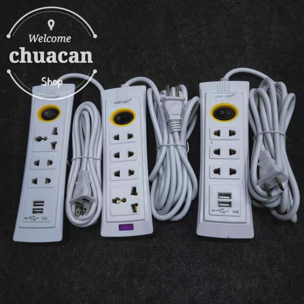 Heavy Duty Socket Outlets Lucky Light Extension Cords With 2USB , 3m ...