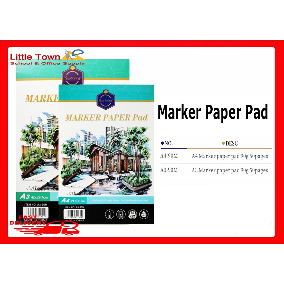 Keep smiling Marker paper pad / Marker pad 50sheets 90gsm Size A3 ...