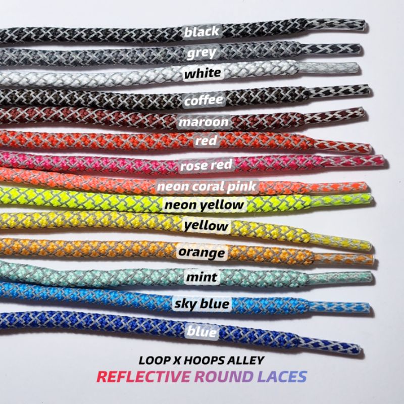 Reflective Round Laces 120cm (Improved & Thicker Quality, More Colors ...