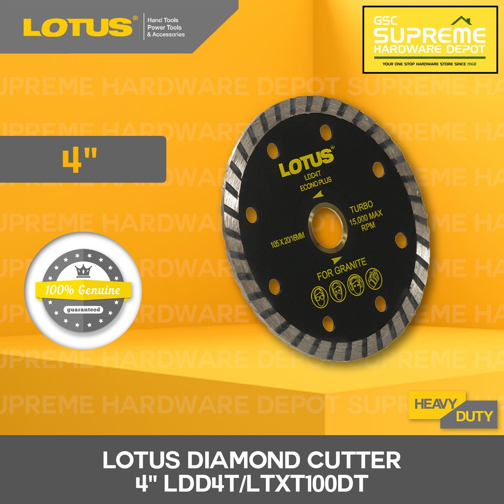 Lotus Diamond Cutter Blade 4"x20/16mm (T) LDD4T/LTXT100DT | Shopee ...