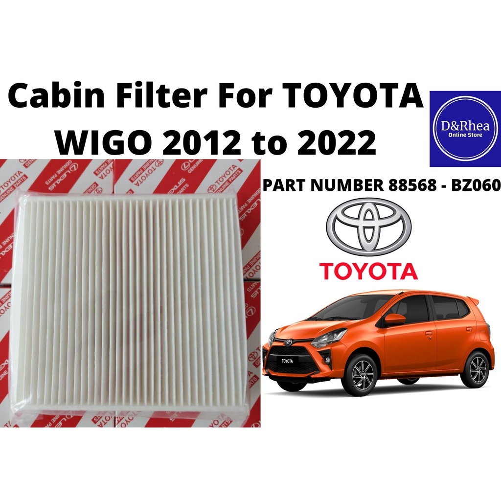 CABIN AIRCON FILTER FOR TOYOTA WIGO 2012 to 2022 - Part Number 88568 ...