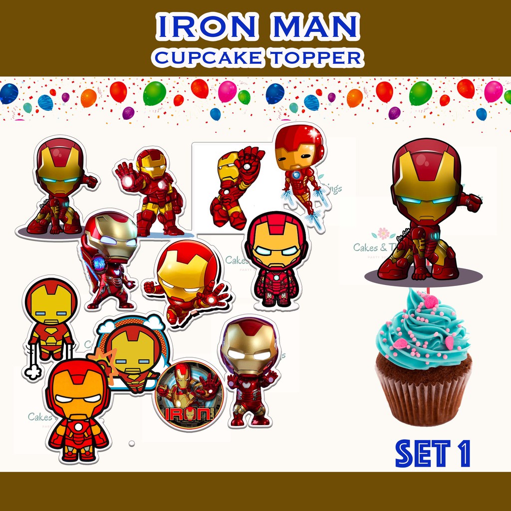 IRON MAN Cupcake Topper 30 PCS | Shopee Philippines
