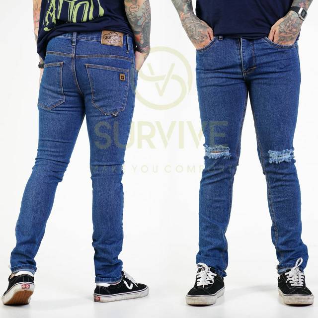 Jeans Survive Sobek Knee | Shopee Philippines