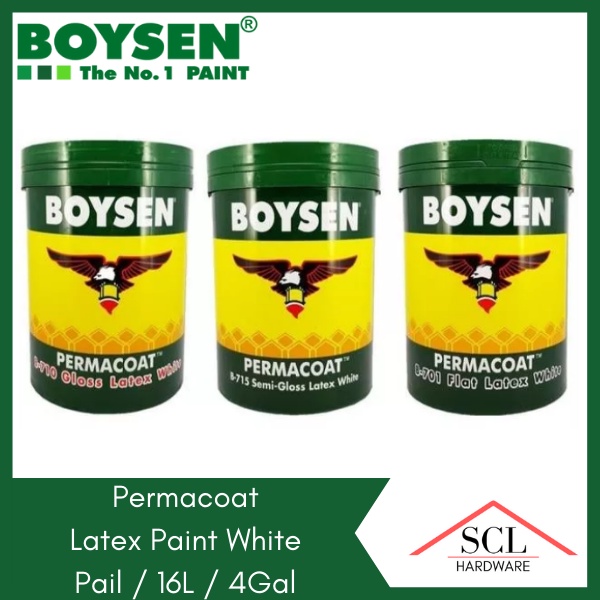 BOYSEN Permacoat Latex (Flat, Gloss, Semi-Gloss) 16 Liters / 4 Gallon ...