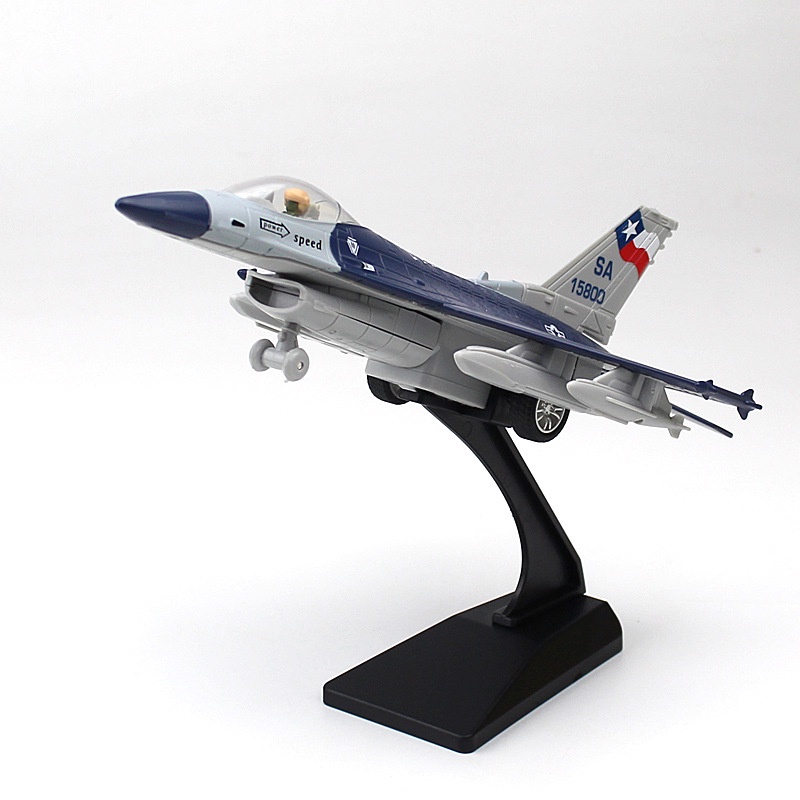 Toy alloy fighter jet F16 model sound and light pull back aviation ...