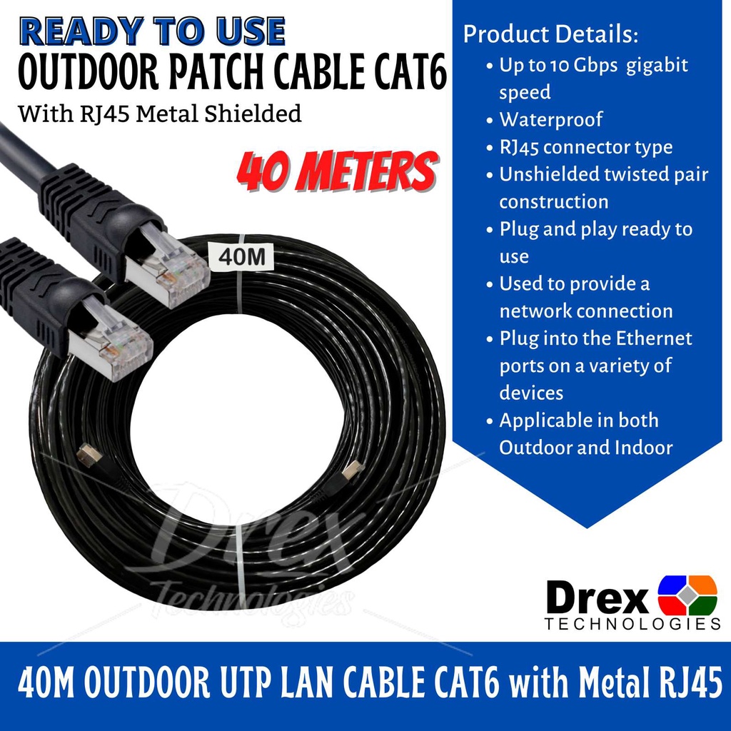 40M Outdoor Lan Cable Cat6 Gigabit Utp Cable Patch Cord Ith Rj45 40M ...